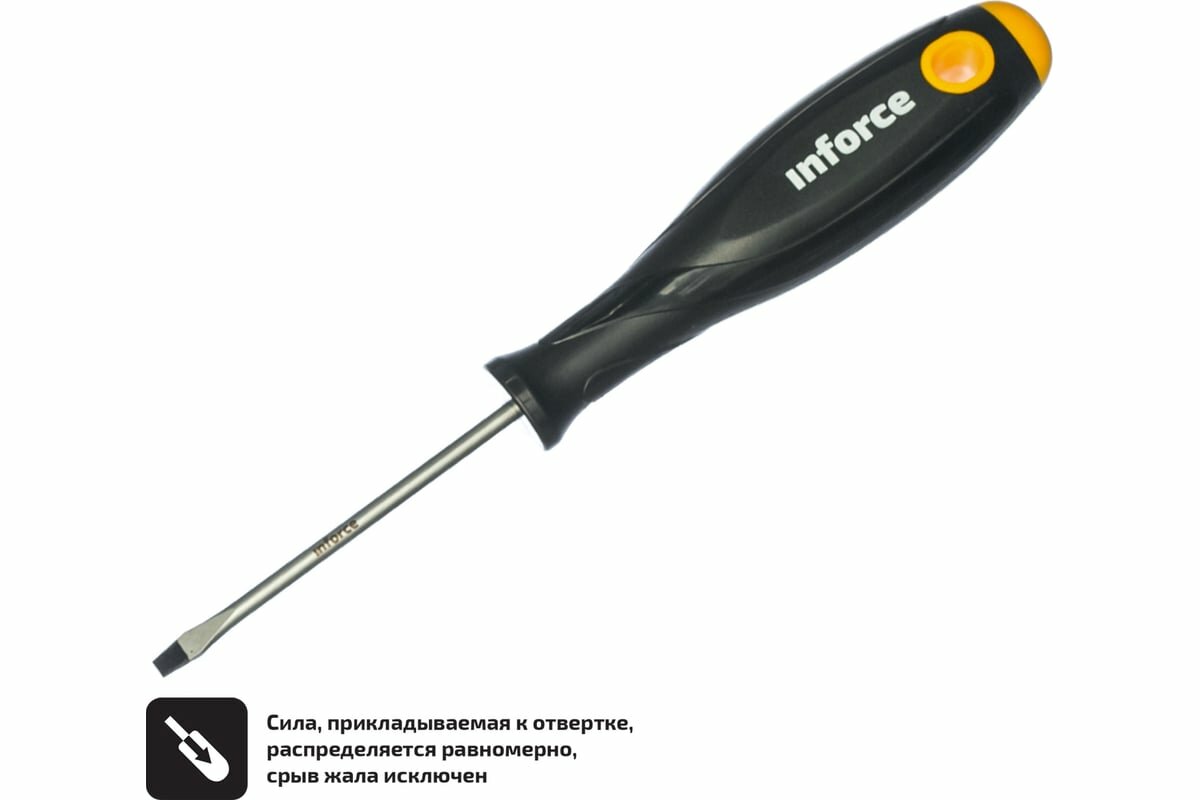 Inforce SL4x80 06-09-59 шлицевая отвертка 4 мм, длина 80 мм, стальная рукоять
