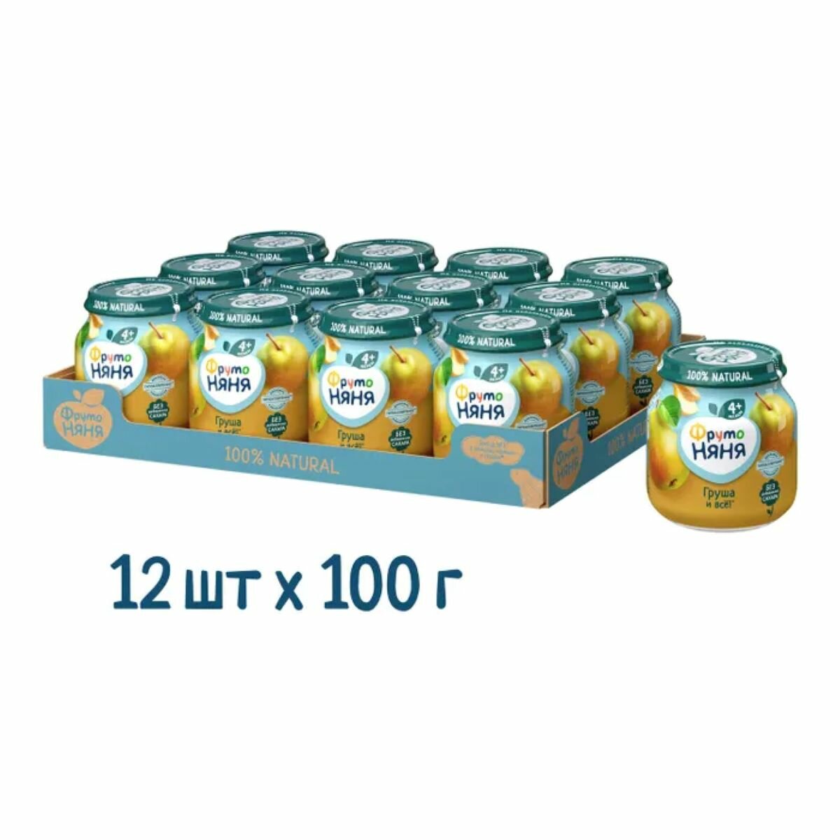 Пюре ФрутоНяня из груш 100 г с 4 месяцев, 12 шт