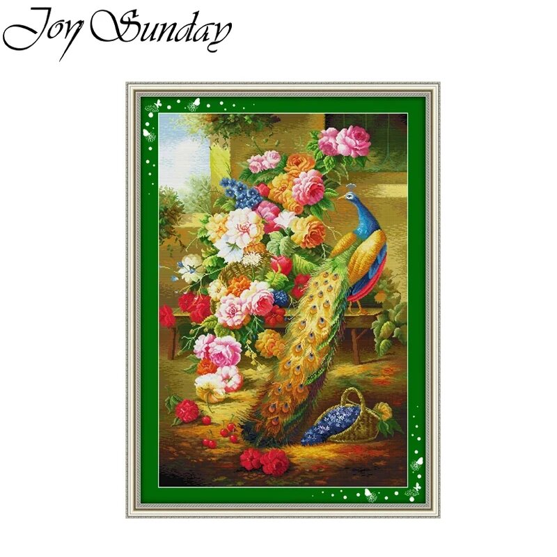 Joy Sunday Вышивка крестиком Павлин 11CT 14CT 14CT Unprinted