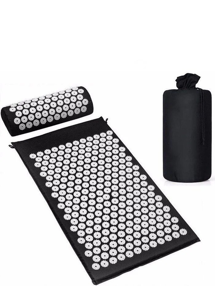 Акупунктурный набор аппликаторов Кузнецова валик + коврик в чехле, черный