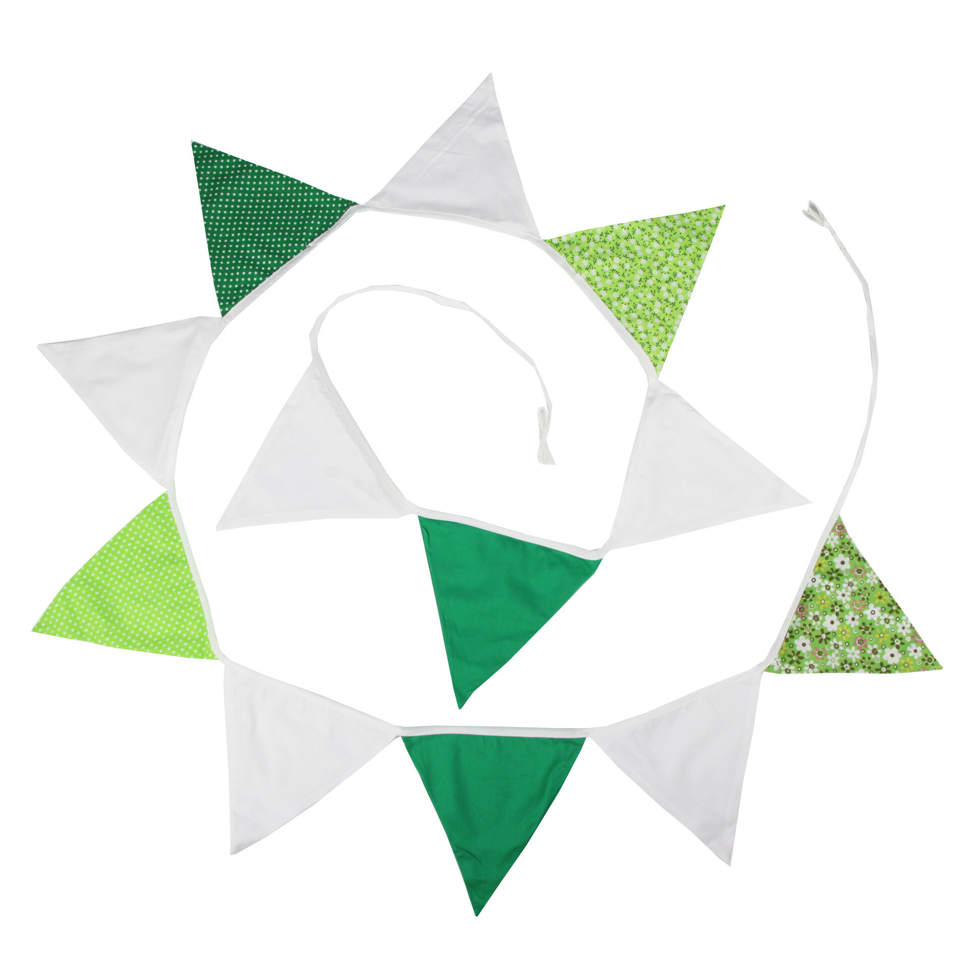 Флаг SJQ178, цветочный, хлопок, с принтом, на шнурке, для украшения, зеленый и белый