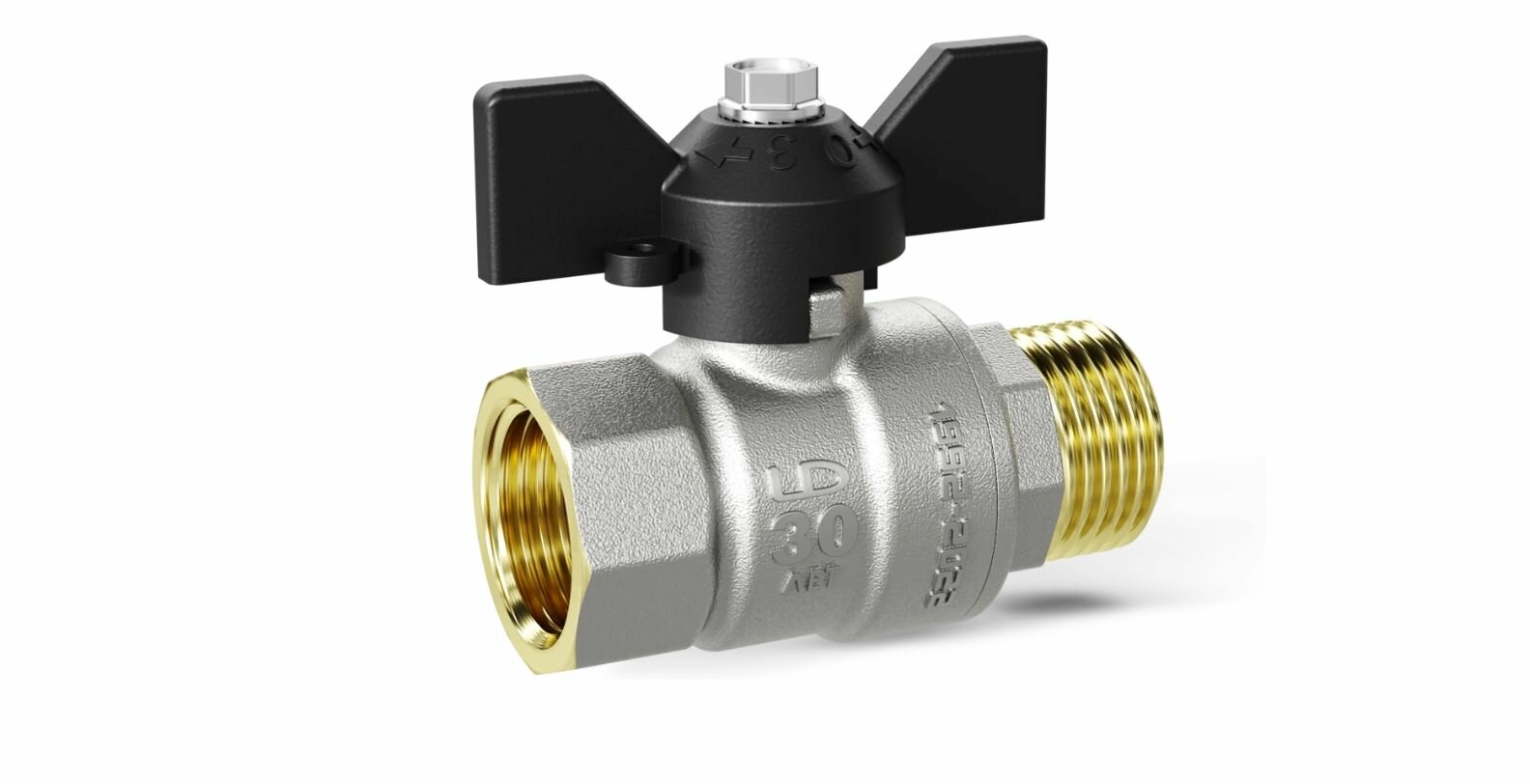 Кран шаровой латунный LD Pride 47.15 Ду15 В-Н бабочка