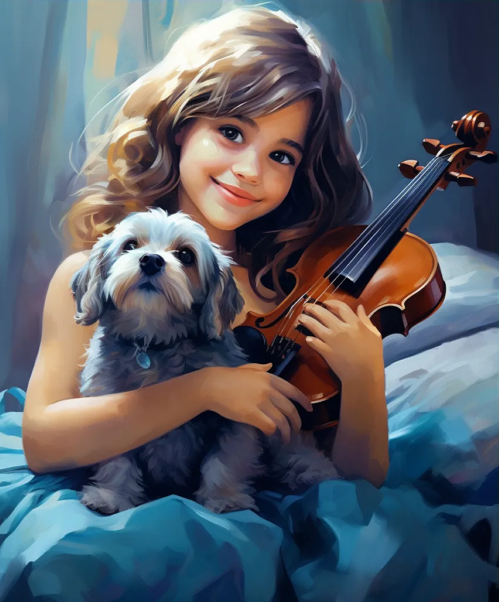 Картина по номерам "Маленькая скрипачка" 40х50 см, хлопковый холст на подрамнике, акрил, Hobby Home