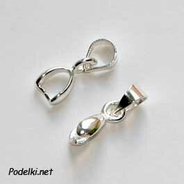 Фурнитура для бижутерии Держатель для кулона с петлей 0002420 цвет серебряный 14x5 мм, цена за 10 шт.