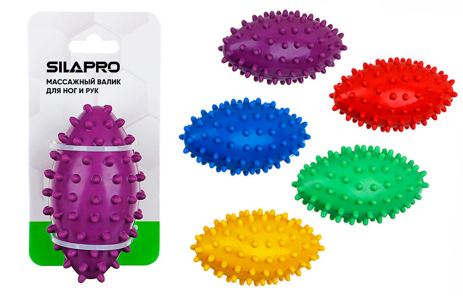 Массажный валик для ног и рук SILAPRO. ПВХ, размер 9х5 см, 5 цветов