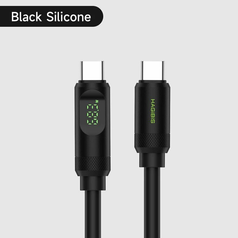 Hagibis USB C кабель с LED дисплеем, Silicone Black