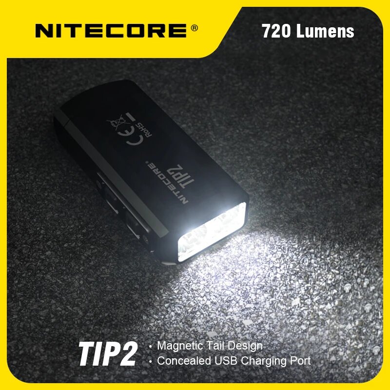 NITECORE TIP2 Фонарик-брелок Мини-светильник Двухъядерный XP-G3 S3 USB Перезаряжаемый Карманный фонарик 720 люмен Встроенный аккумулятор