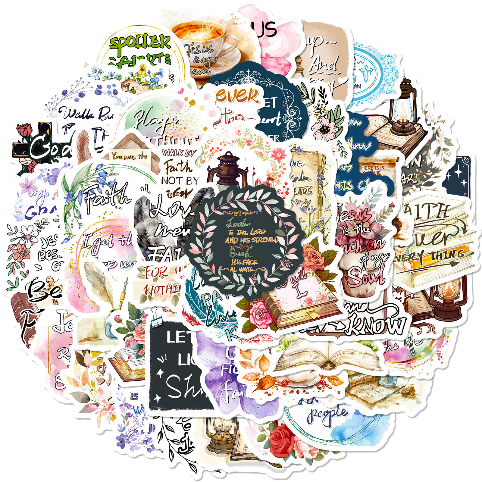 50 шт./упак. Наклейки с фразами из Библии о Иисусе, виниловые, водонепроницаемые, граффити для ноутбука, багажа, скейтборда, подростков
