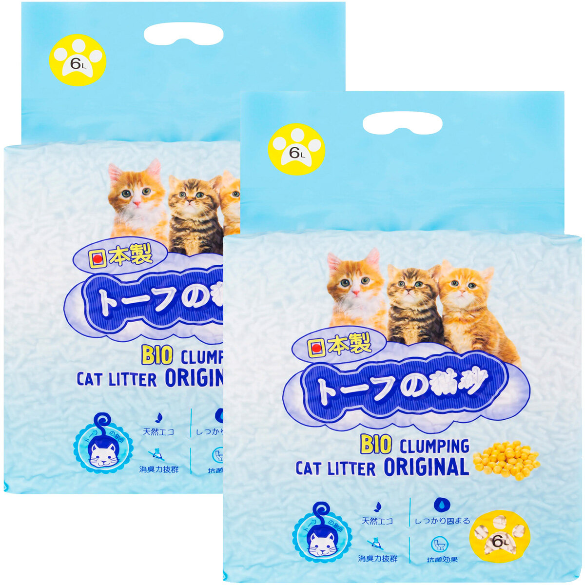 Наполнитель Hakase Arekkusu комкующийся на основе тофу оригинальный (6 л + 6 л)