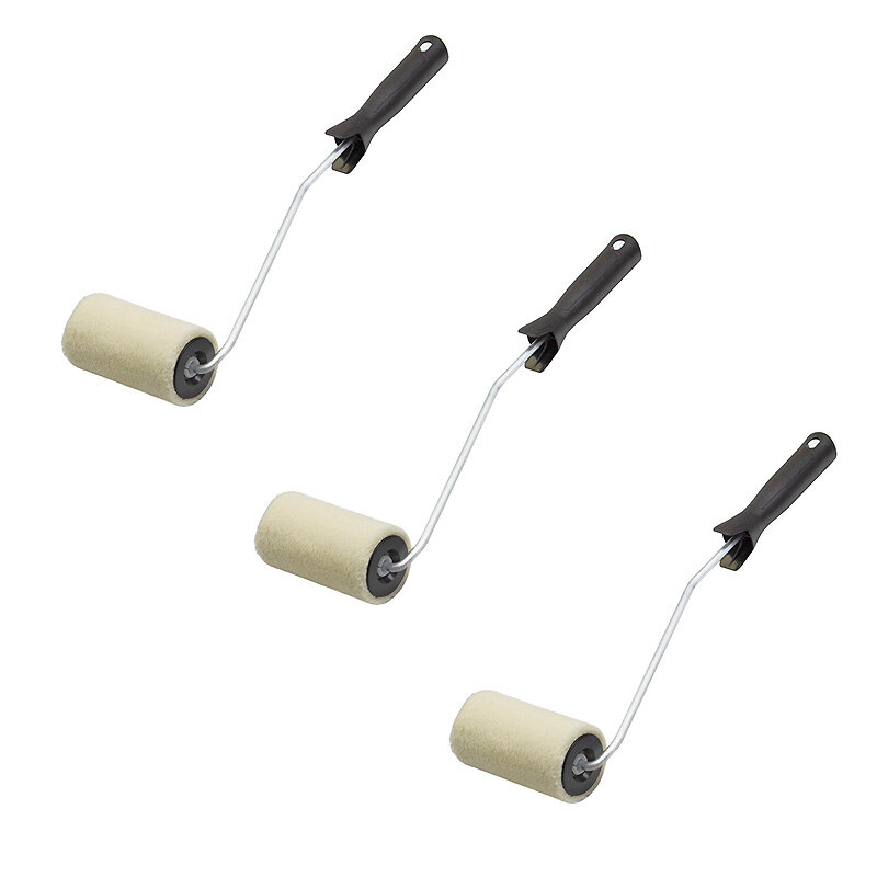 Валик малярный велюр 100 мм стержень 6 мм ворс 5 мм для алкидной основы с ручкой удлиненный (3 шт.)