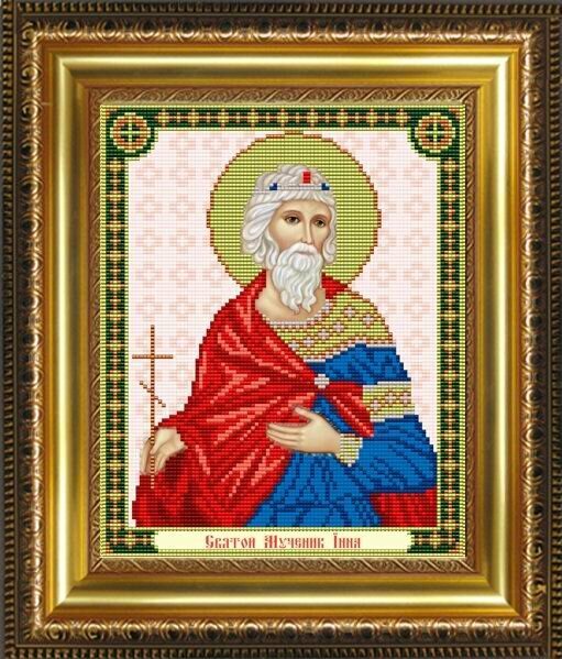 Схема для вышивания бисером Схема для вышивания бисером "Святой мученик Инна" 25.5x25 см