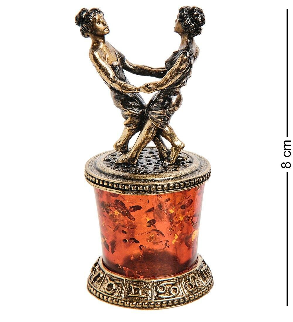 Фигурка Знак зодиака-Близнецы (латунь, янтарь) A2163265 Народные промыслы бронзовый