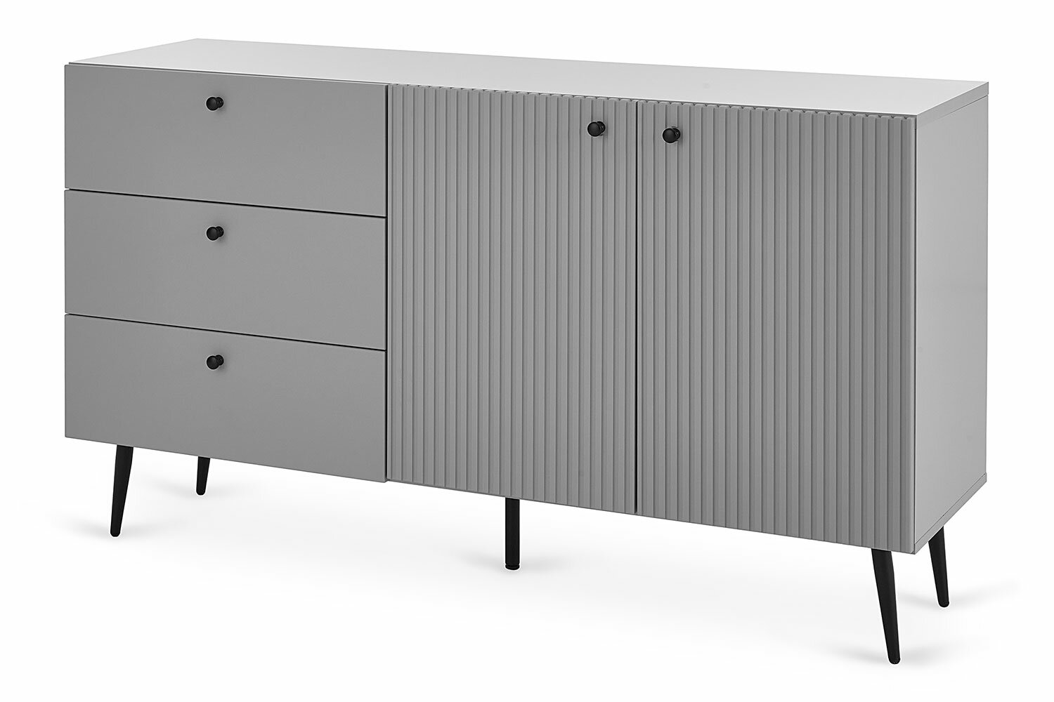 Комод напольный Hoff Медея, 154,8х89,8х45 см, для гостиной, комбинированный, с ящиками, на ножках, МДФ/ЛДСП, цвет серый шёлк, серый
