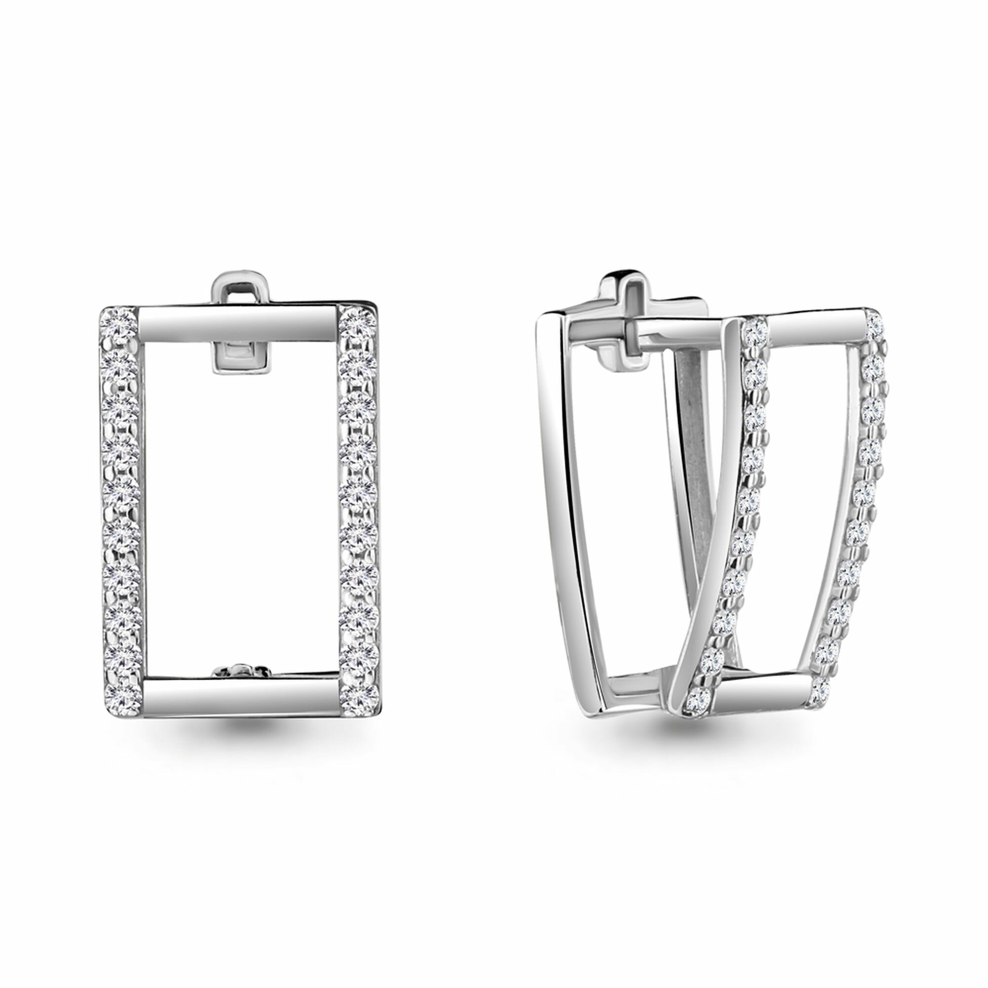 Серьги, серебро, 925 проба, родирование, фианит