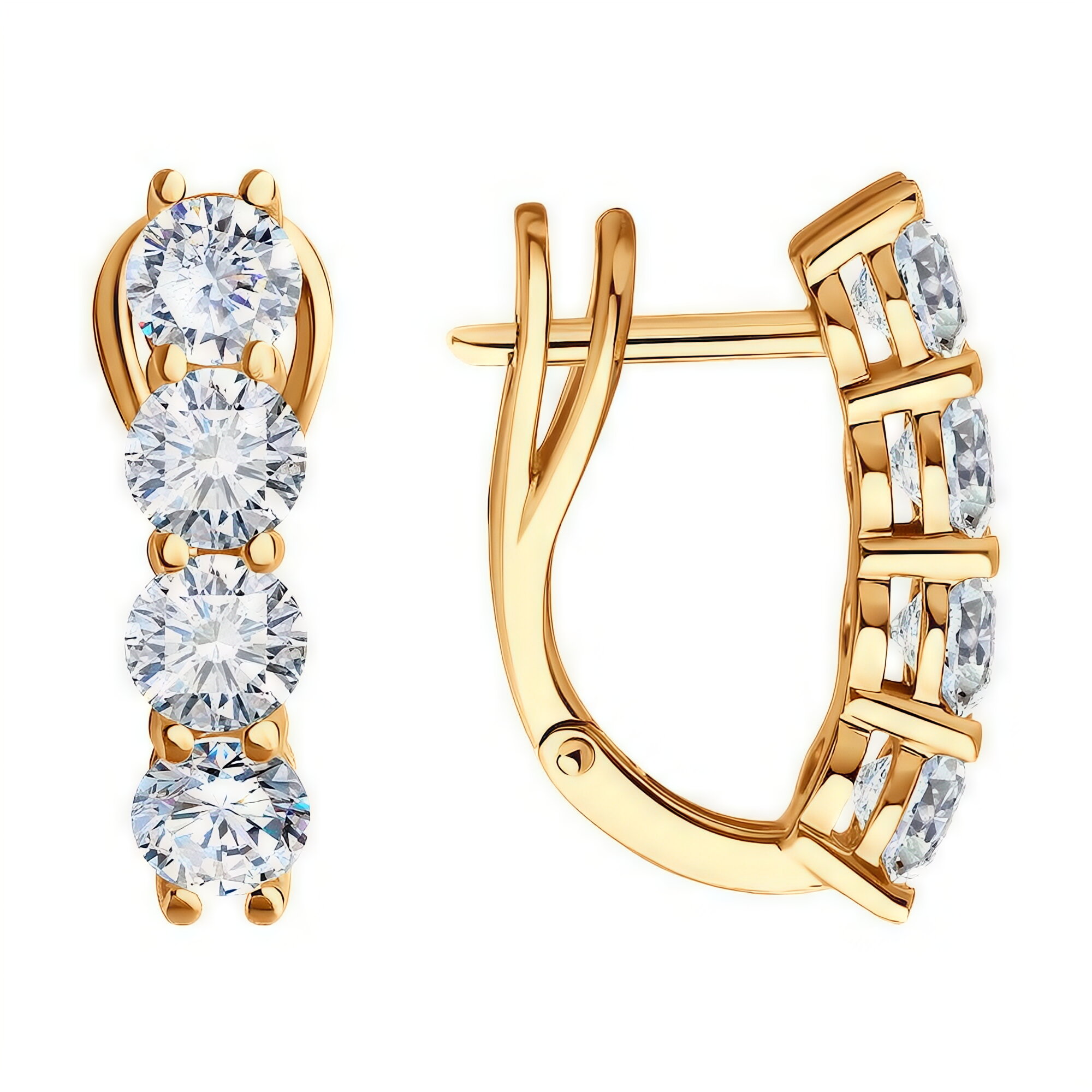 Серьги, красное золото, 585 проба, бриллиант выращенный, рубин