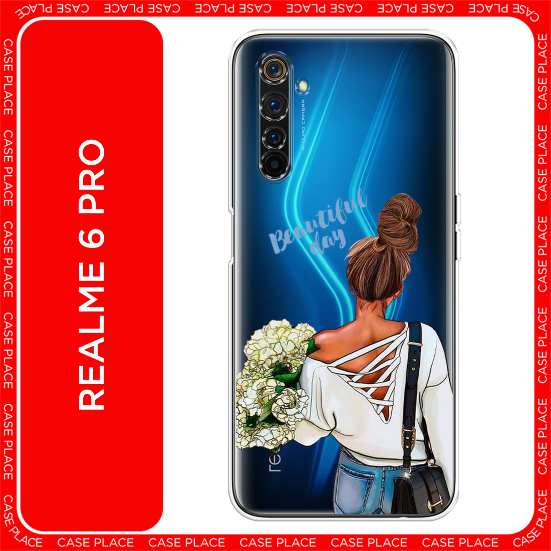 Чехол на Realme 6 Pro / Реалми 6 Про с принтом Beautiful day vector, прозрачный