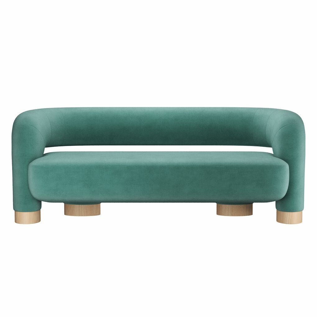 Диван PECOLA, трехместный, 1800х780х780, тон натуральное дерево бирюзово-зеленый