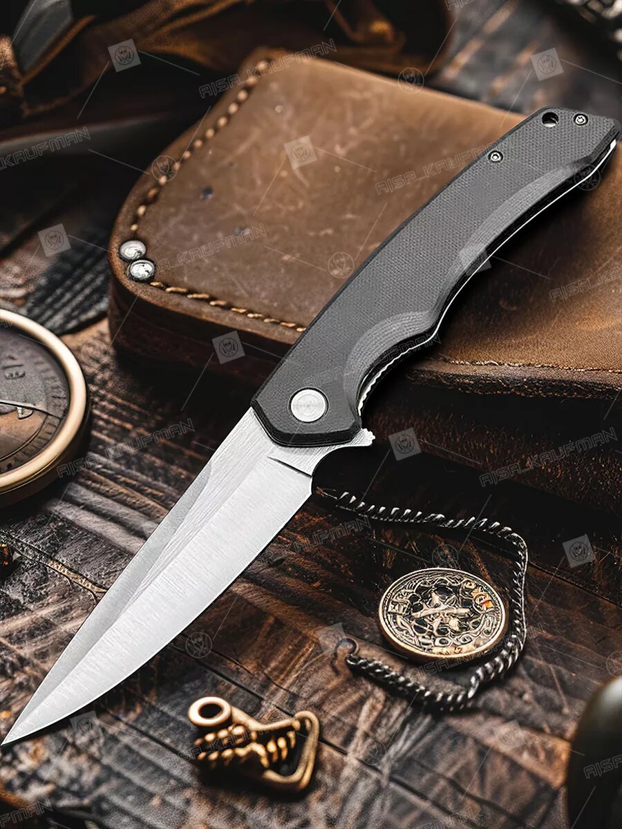 Нож складной туристический FivePro, сталь 8Cr13MoV, рукоять G-10, серый, edc, подшипниковый механизм, Liner-Lock