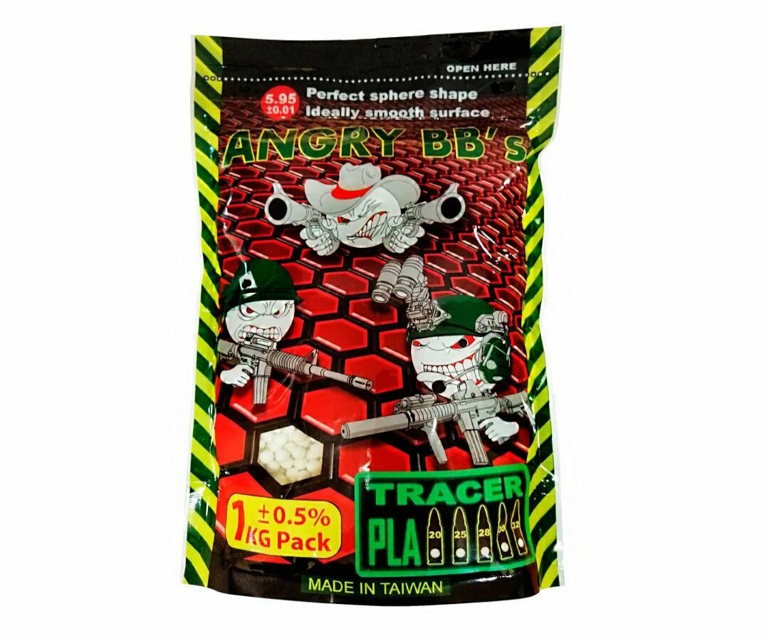 Шарики трассирующие ANGRY BBs 0,32 зеленые, 1кг