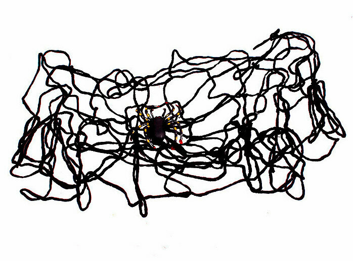 Паутина черной вдовы черная, полиэстер, пластмасса, толщина 3 мм, Ø 1 метр