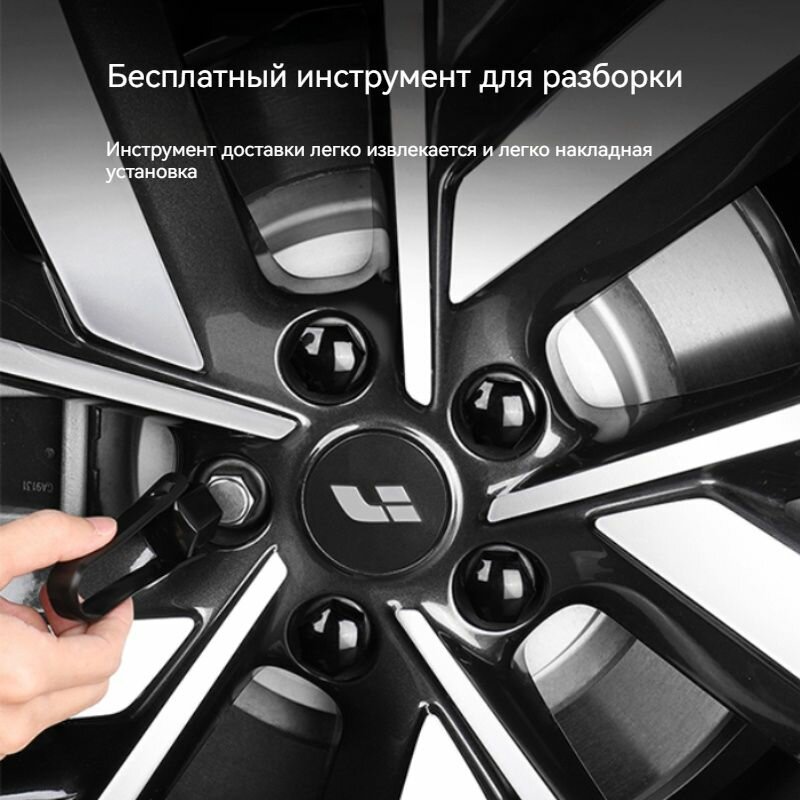 Защитные колпачки для винтов номерных знаков Lixiang L9 L8 L7, ABS пластик, черный цвет, комплект 20 штук, надежная защи — фото 1