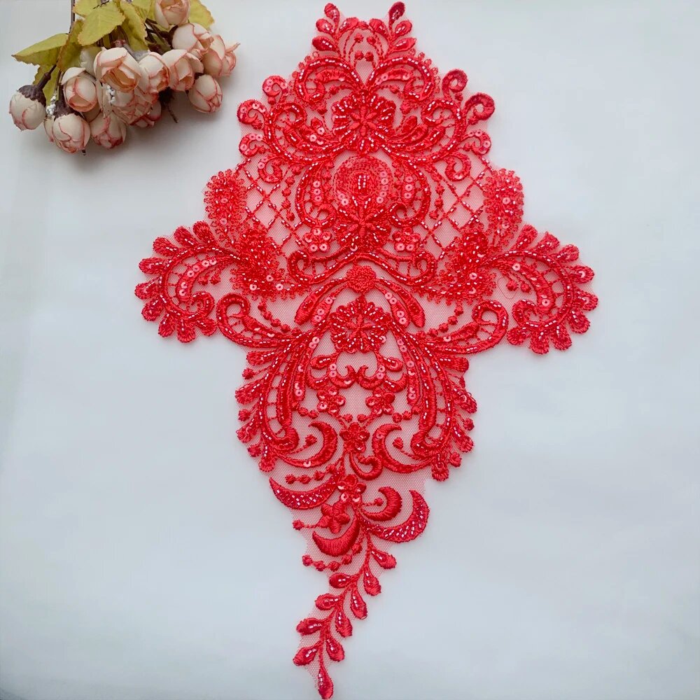 Кружевная аппликация R SMEALE Черный и Красный 2 шт.