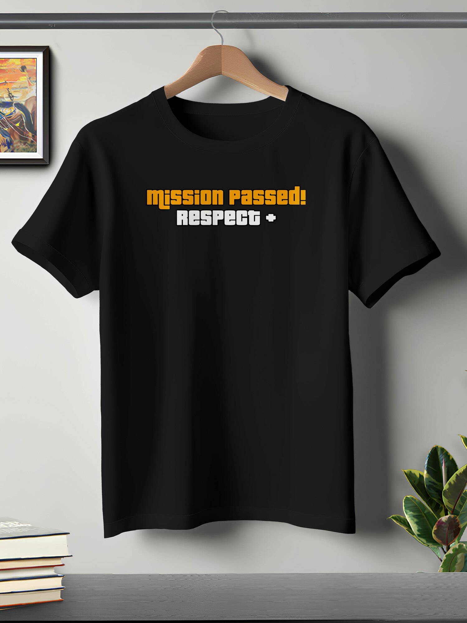 Футболка ONEQ унисекс 68-70 (6XL) размер с принтом Mission-passed, черная
