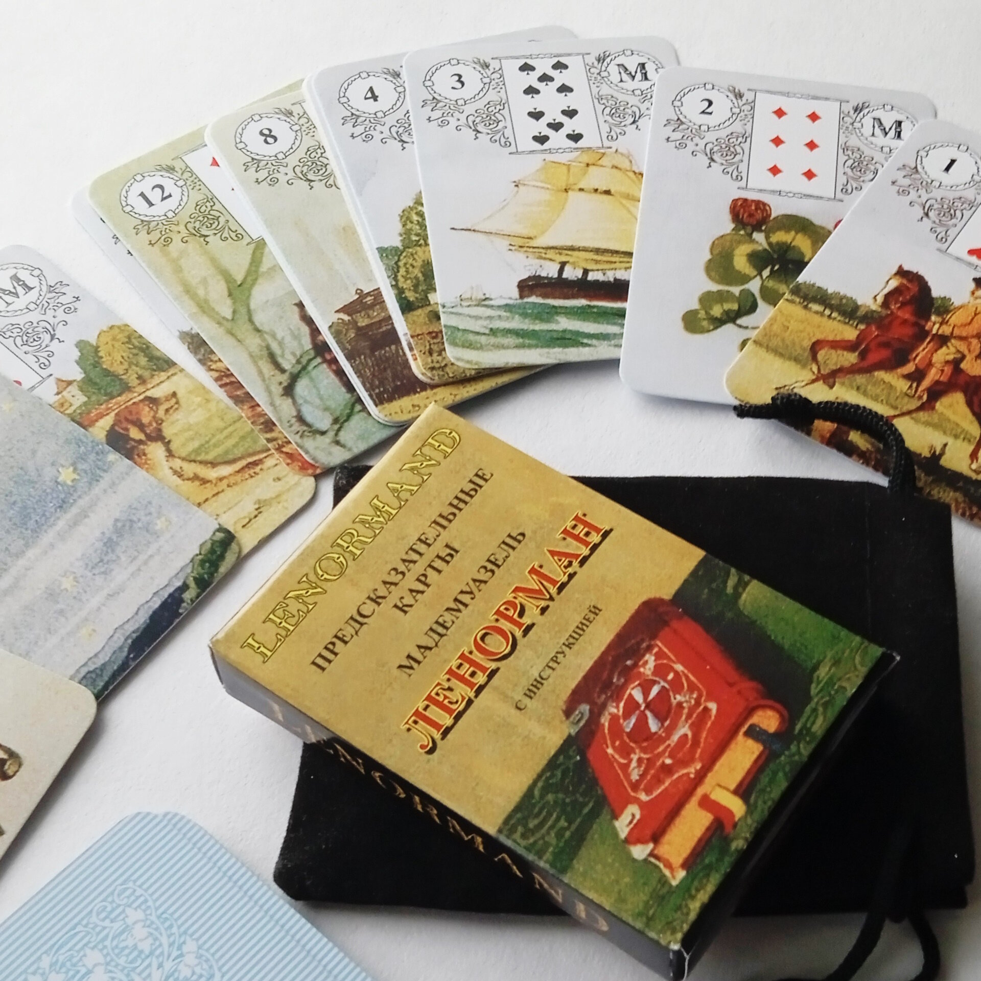 Карты гадальные Ленорман + мешочек ( 36 карт 5х7,5см с инструкцией)