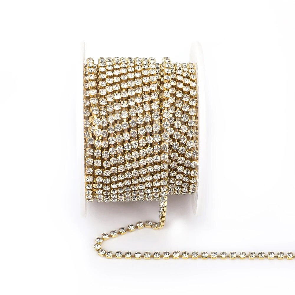 1 ярд, 10 ярдов/рулон SS6-SS18, цепочка со стразами и кристаллами, пришитая клеевая цепочка со стразами, цепочка для чашки для одежды, аксессуары для цепочек «сделай сам»