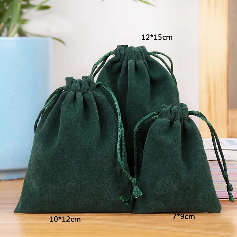 Бархатные мешки для подарков 1 шт. Темно-зеленый, Green, M-10x12cm