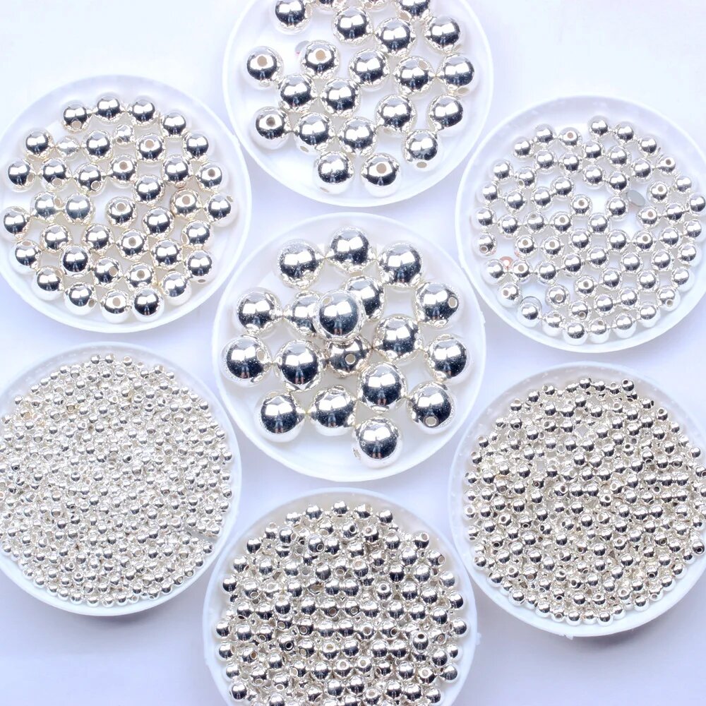 Акриловые имитационные жемчужные бусины 3-12 мм, смешанный набор 3mm 1000pcs, silver plated