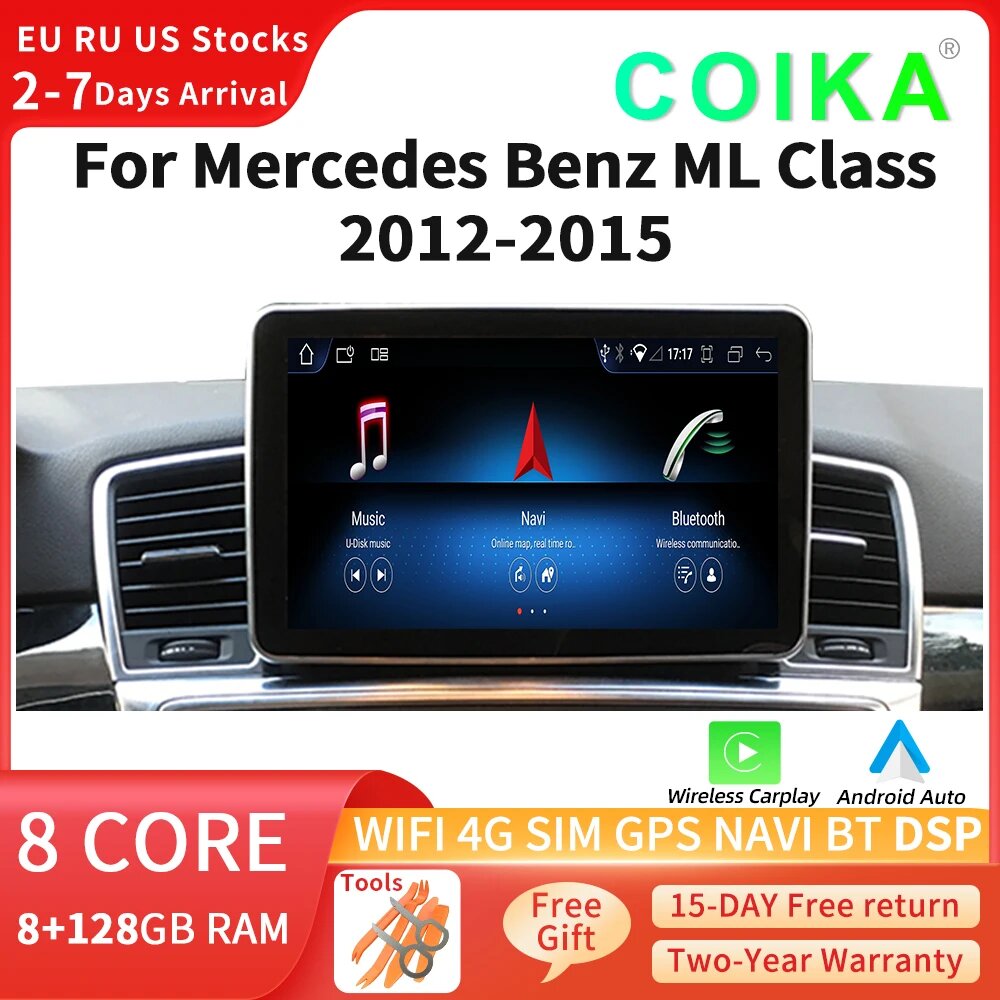 Автомобильный GPS-радиоплеер COIKA Android для Mercedes ML W166 GL X166 2013-2015 WIFI SIM IPS сенсорный экран автомобильный мультимедийный плеер