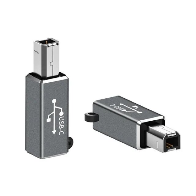 Адаптер USB типа C «мама» на USB B «папа» для сканера, принтера, конвертера, адаптера A-Gray