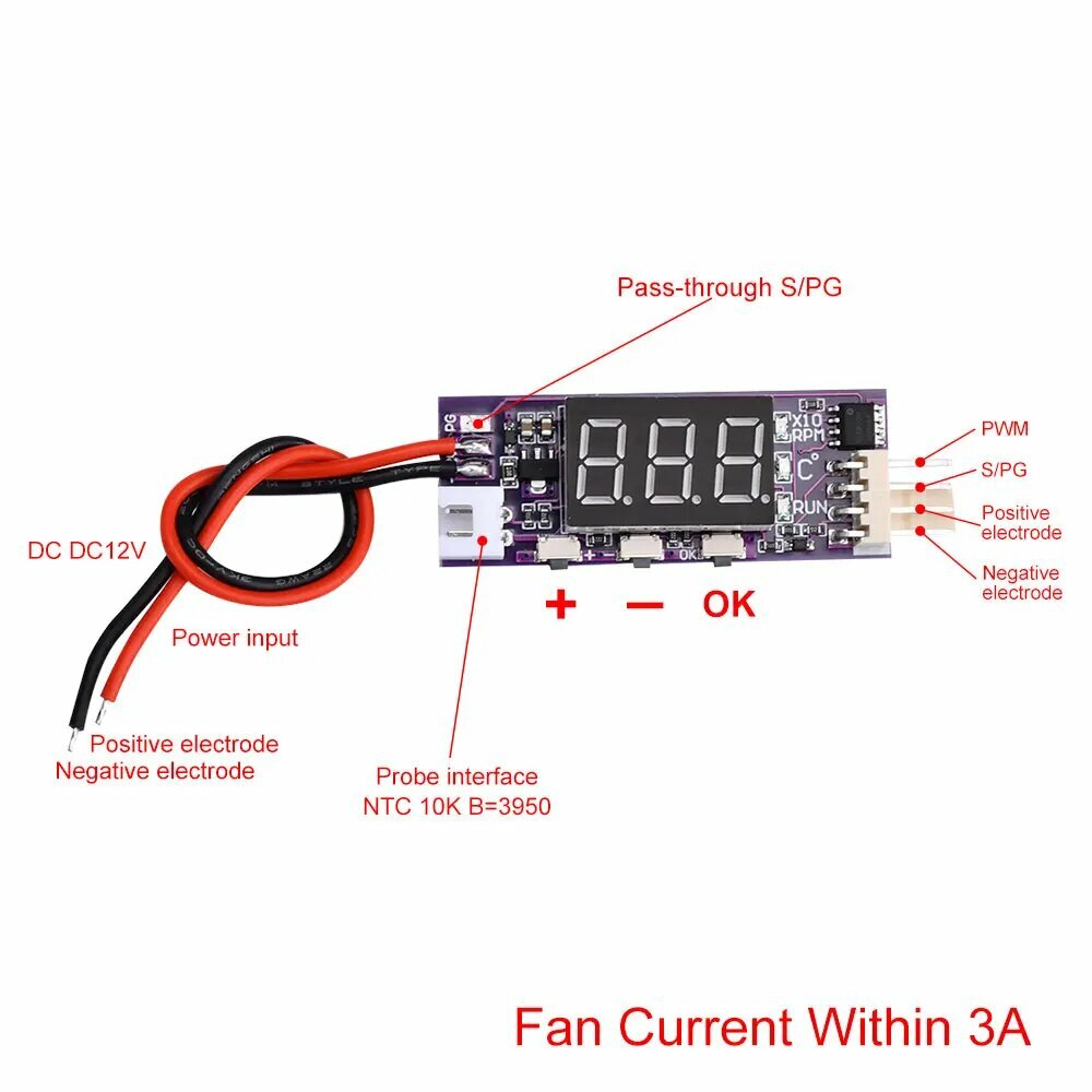 Gaqqee Регулятор температуры вентилятора DC12V