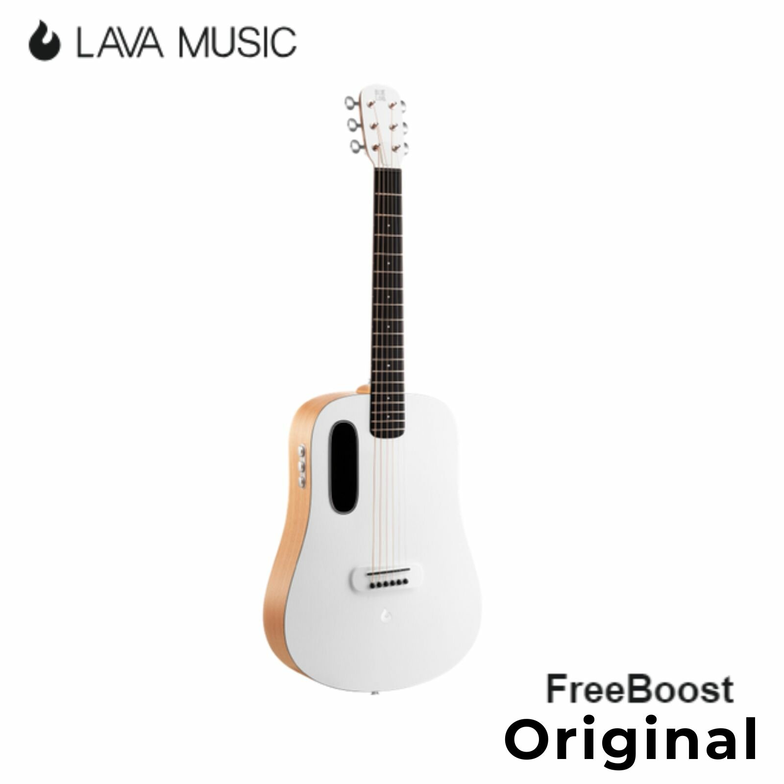 BLUE LAVA Original FreeBoost электроакустическая гитара со звукоснимателем и встроенными эффектами, цвет: белый/натуральный