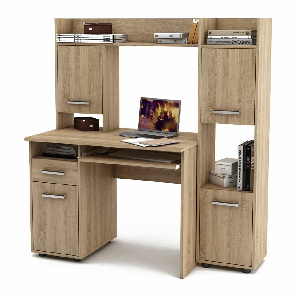 Стол письменный, компьютерный и стеллаж Остин (Ливерпуль) 10К дуб сонома