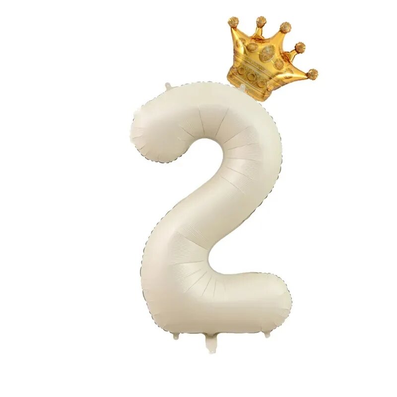 Фольгированные шары с цифрами и короной RIRAO Белый, cream 2
