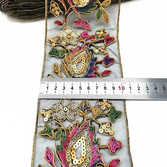 Кружевная лента с пайетками, 1 ярд, полиэстер/нейлон 1 yards