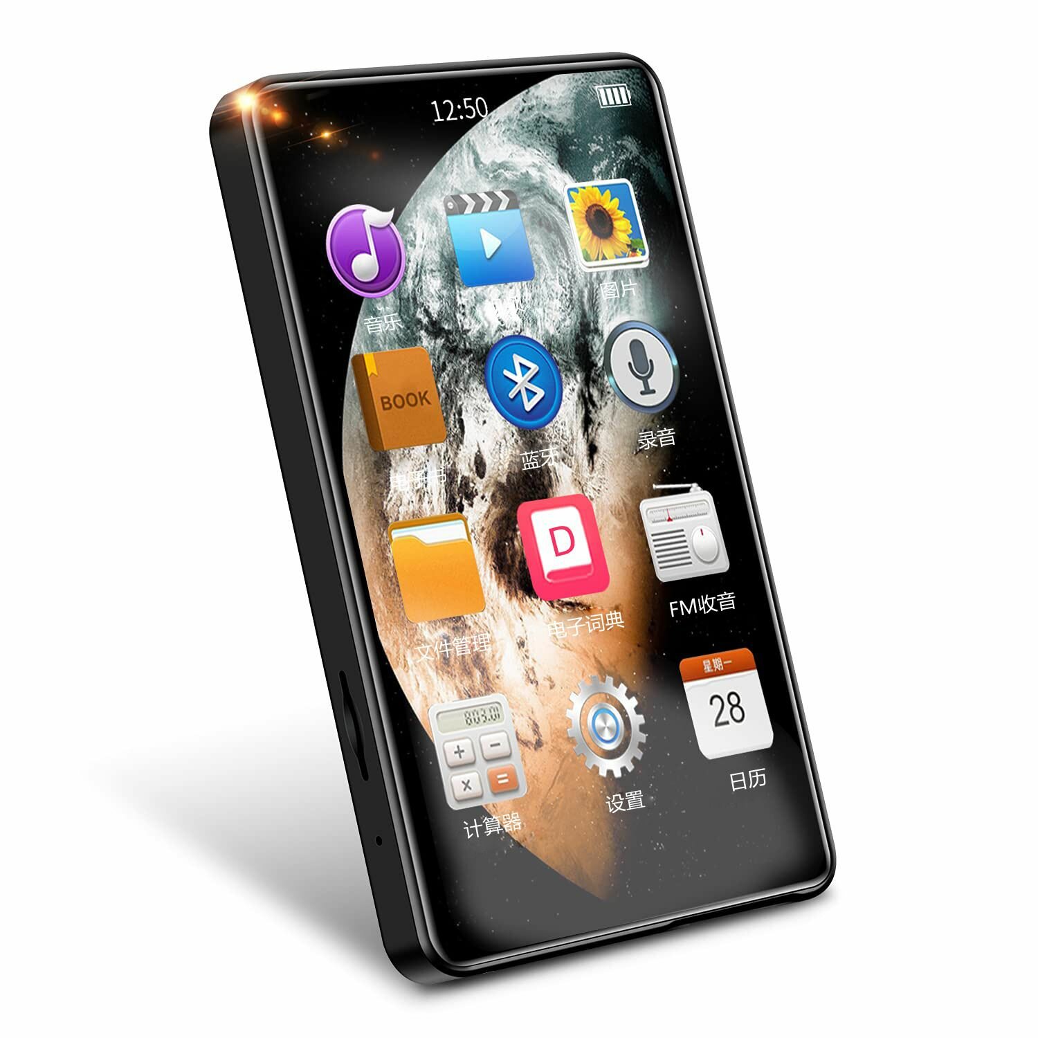 4,0-дюймовый mp3 / mp4 полноэкранный Bluetooth-плеер walkman без потерь, черный,16 ГБ