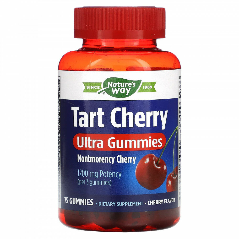 Nature's Way, Tart Cherry Ultra Gummies, вишня, 75 жевательных таблеток
