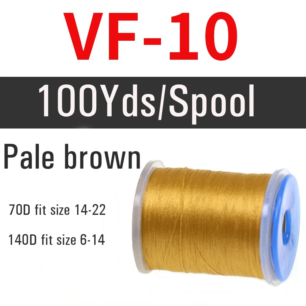 Нить для вязания мух VF-10, Pale Brown, 100Yds/Spool, 140D