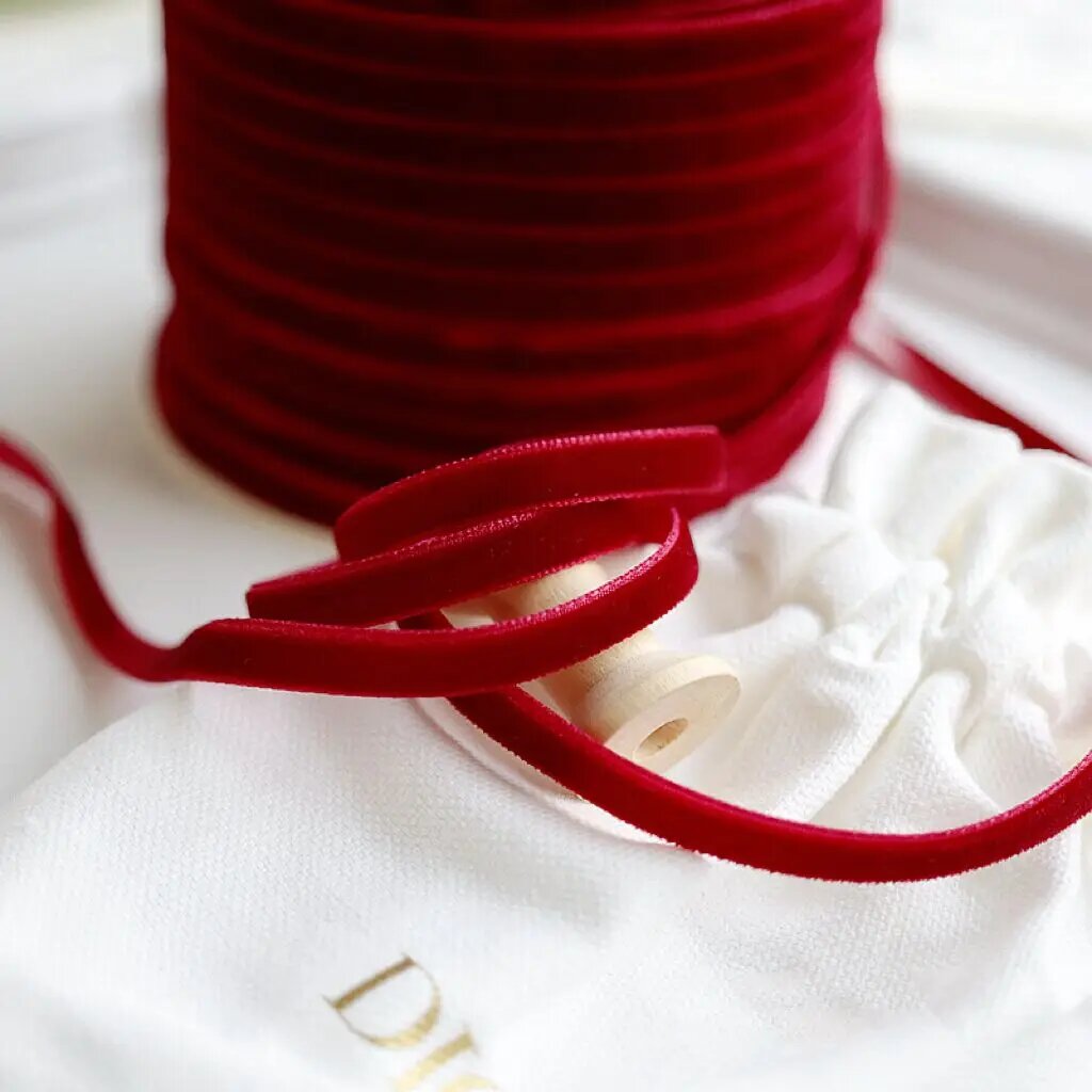 Бархатная лента Wine Red 10 мм, 12 ярдов