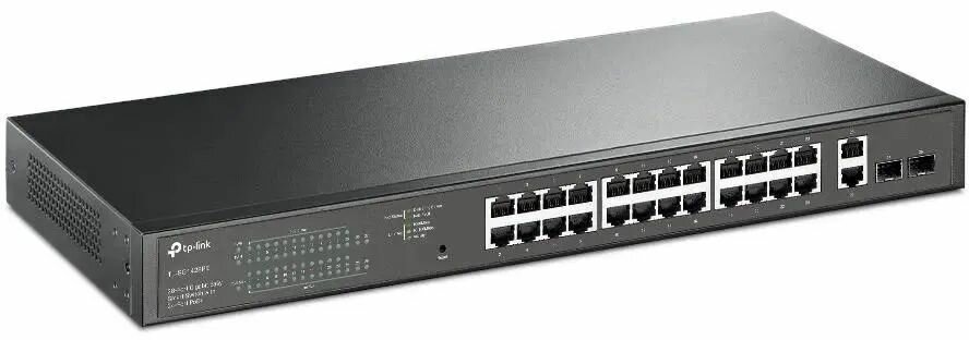 Сетевой коммутатор 28-port Easy Smart switch with 24 PoE+ ports, 26 10/100/1000 Mbps RJ45 ports and 2 independent SFP slots