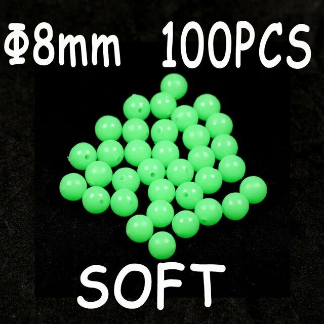 Wifreo светящиеся бусины для рыбалки 100 шт. Зеленый, 100pcs 8mm green