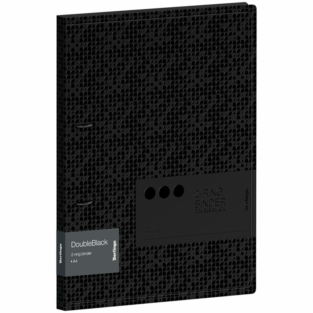 Папка на 2-х кольцах Berlingo DoubleBlack (А4, корешок 24мм, 600мкм) черная, с рисунком (RB4_2D701)