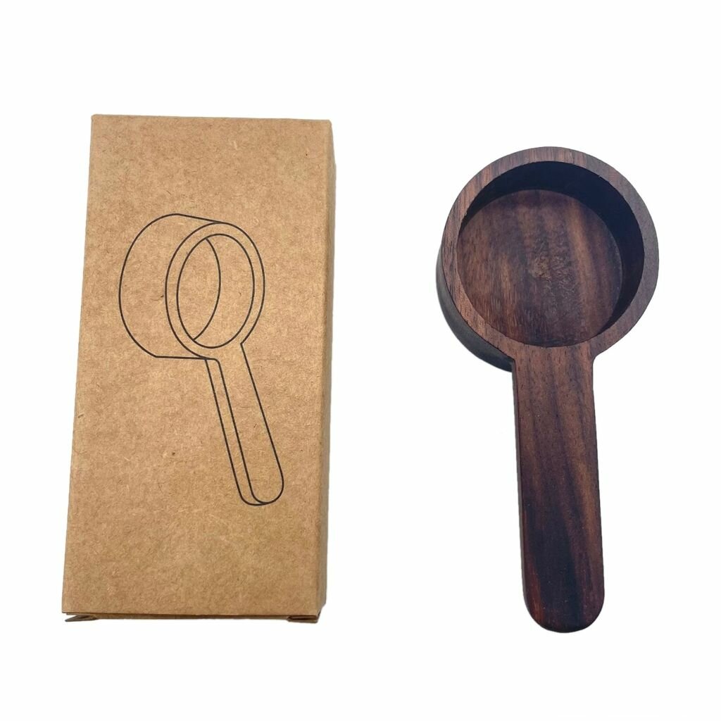 Кофейная ложка из цельного дерева с коробочкой-черный орех-10 см