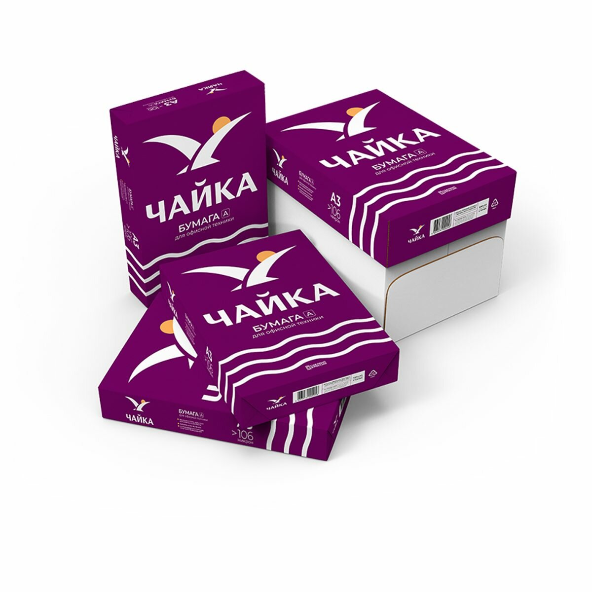 Бумага белая Чайка (А3, 72-82 г/кв. м, марка А) 500 листов (356174), 5 уп.