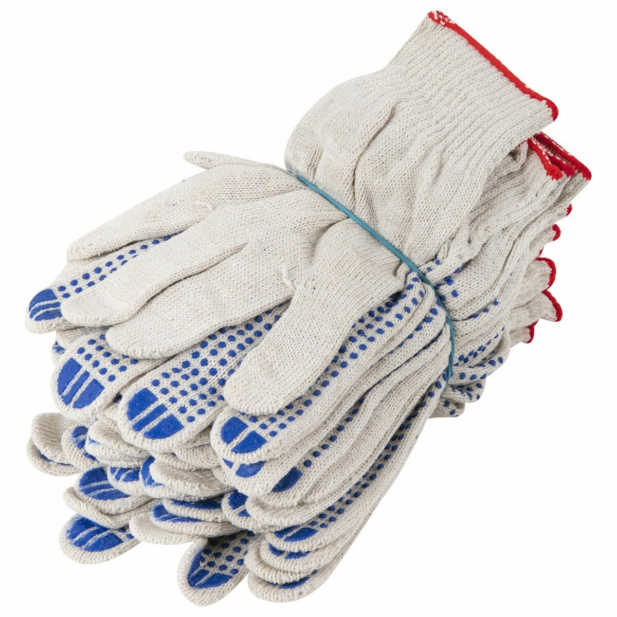 Перчатки защитные хлопковые Лайма Люкс, 10 класс, ПВХ-точка, белые, 100 пар (608678)