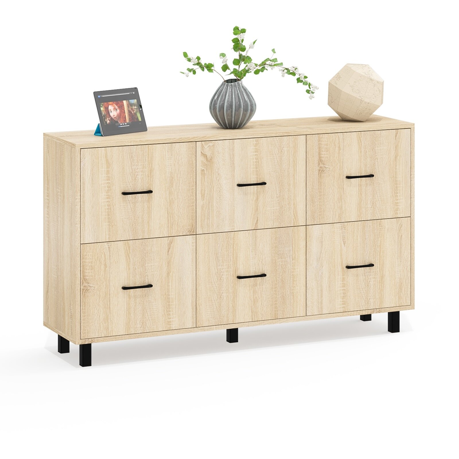 Комод РВК 127-1504 шесть выдвижных ящиков, цвет дуб сонома, ШхГхВ 150,4х37,4х87 см.