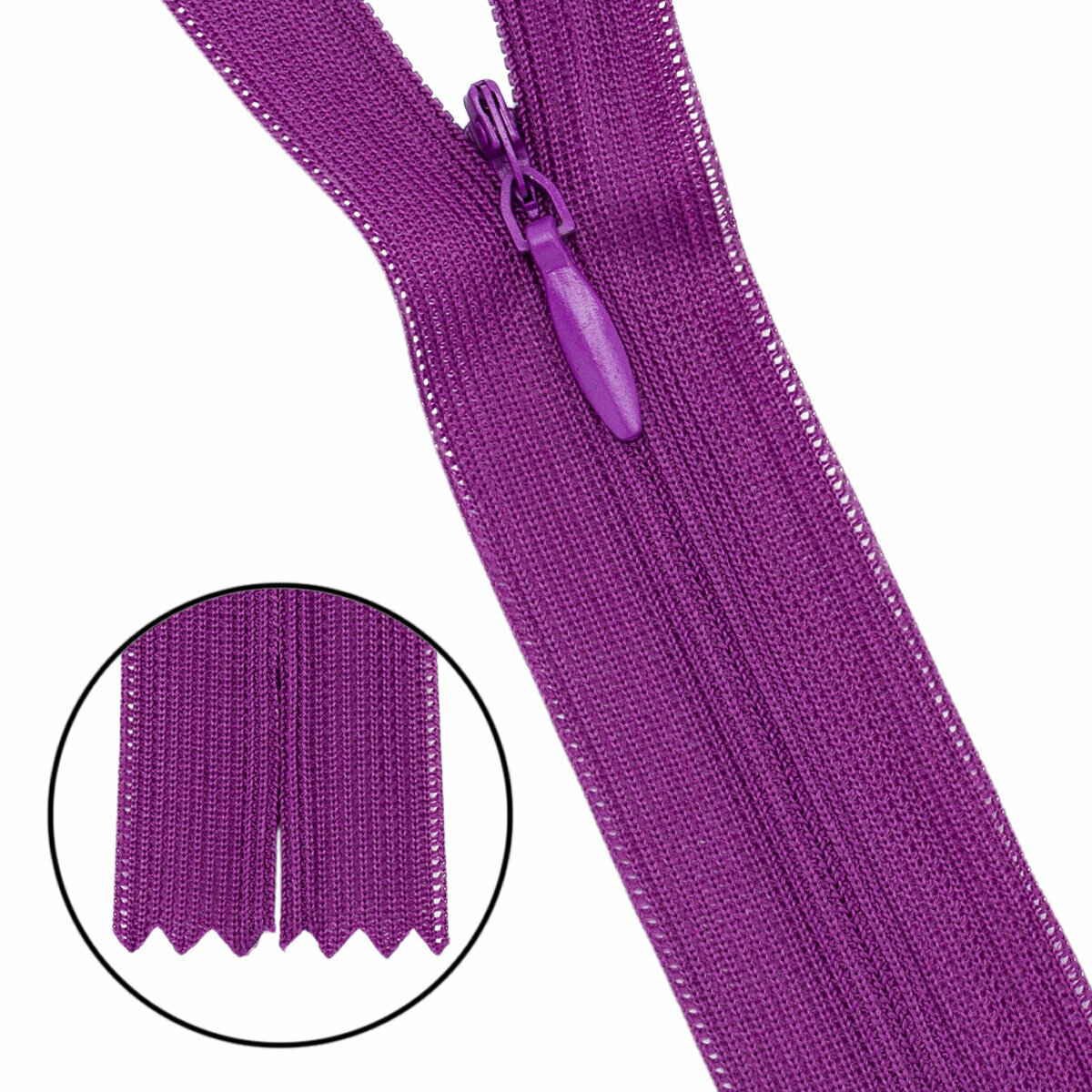 Молния потайная неразъёмная, Т3, 50 см (нейлон) (F175 фиолетовый), 10 шт